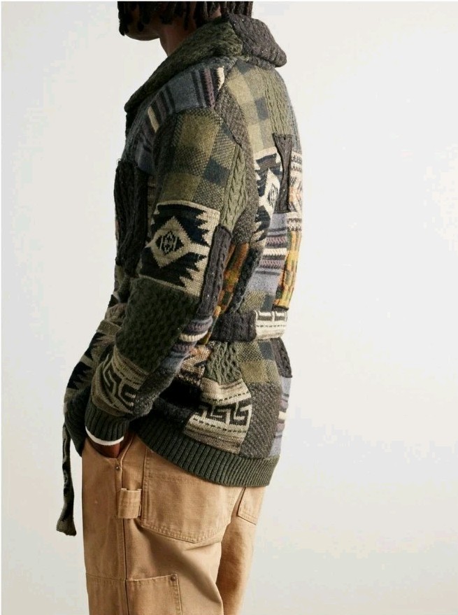 NWT!!! RRL Double RL Ralph Lauren Patchwork Wool Blend Cardigan Men's ...