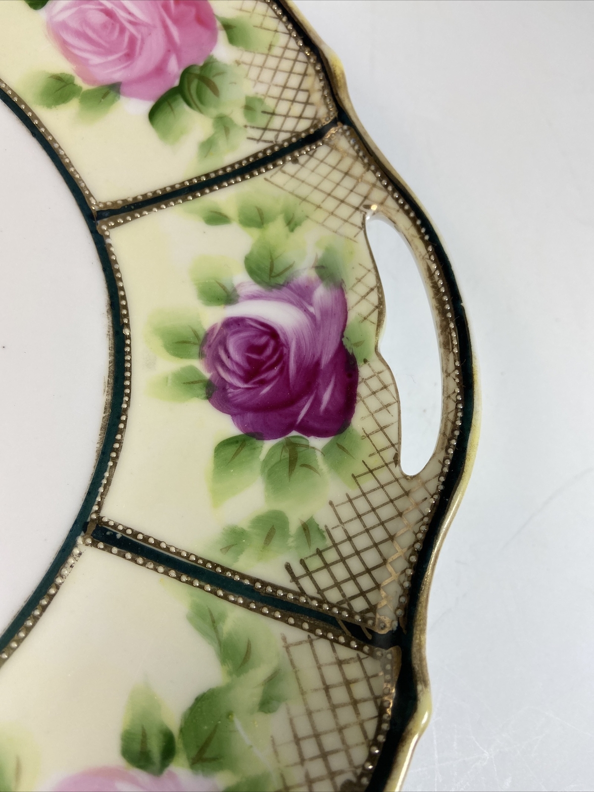 Antique Hand Painted Nippon Plate 1891-1911 Makers 1/4' Blue Maple Leaf ...