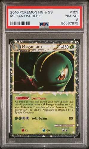 2010 POKEMON HEARTGOLD MEGANIUM PRIME #109 ULTRA RARE PSA 8 NM-MINT ...