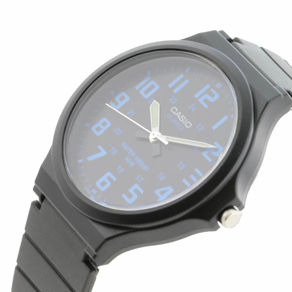 Casio MW240-2B Unisex Classic Analog Black & Blue Resin Watch | eBay