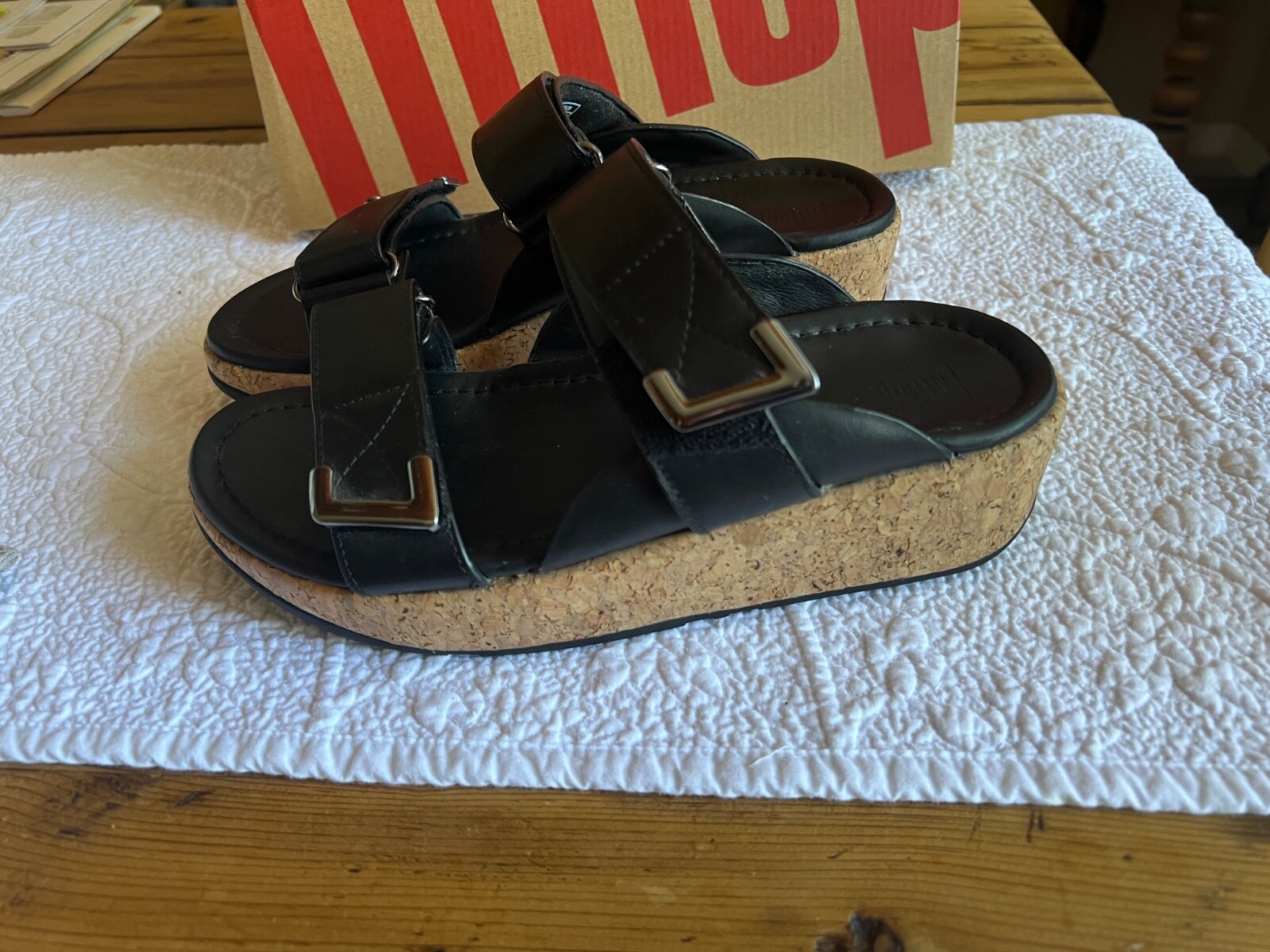 FitFlop Remi Slide Sandal Black Wedge Women's Size 7 New With Box $130 ...