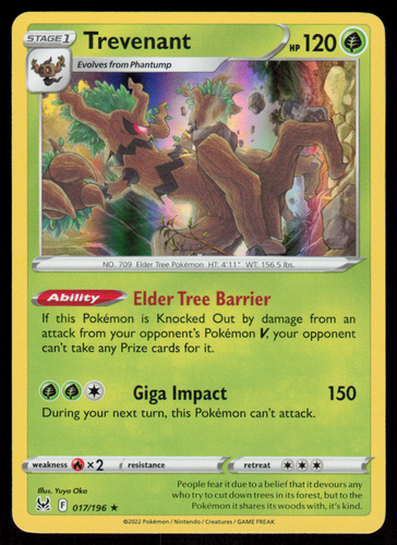 Trevenant 017/196 Holo Rare 2022 Pokemon Lost Origin LP | eBay