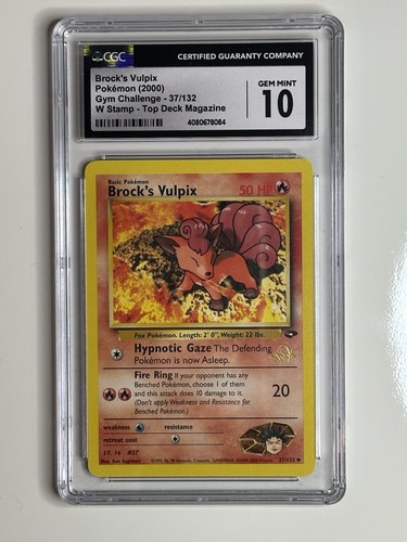 Brock's Vulpix #37 Wizards Gold W Stamp WOTC Top Deck Mag. Promo CGC 10 ...