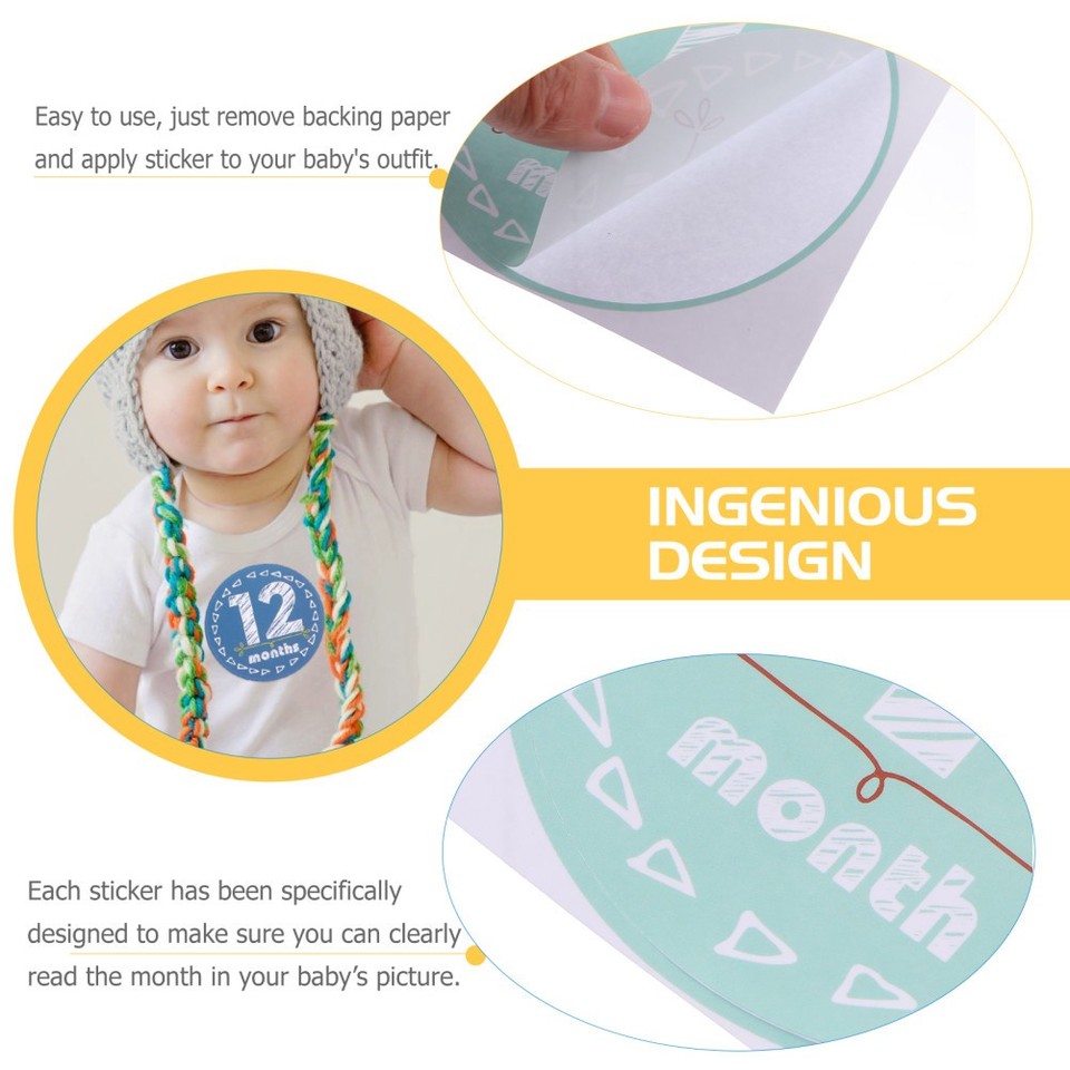 1 Set Baby Month Sticker First Year Growth Monthly Stickers for ...