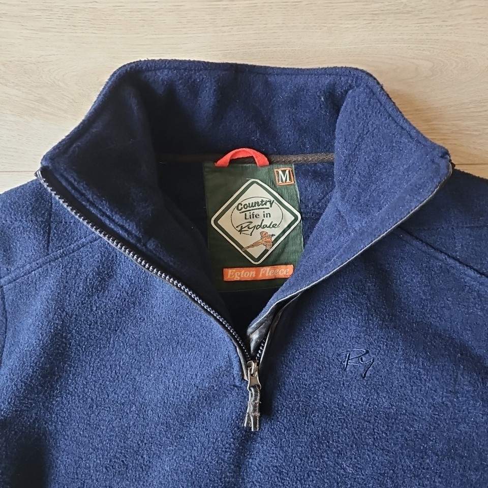 Rydale Country Fleece Egton High Zip Neck Mens M Blue | eBay UK
