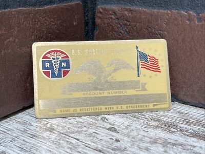 Vintage Metal RN Registered Nurse Social Security ID Card Name Plate | eBay