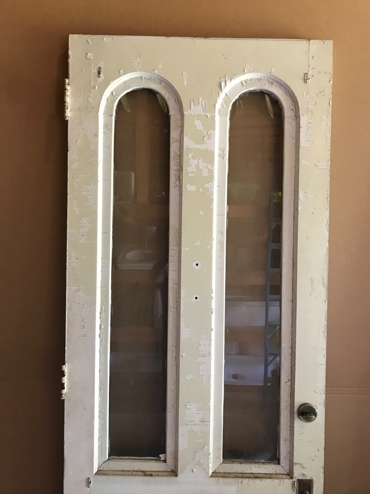 Antique Wood 36x96 Tall Double Arched Glass Farmhouse Entrance Door VTG ...