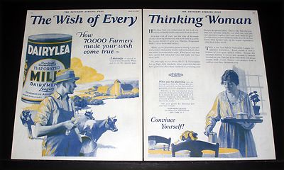 1924 OLD MAGAZINE PRINT AD, DAIRYLEA EVAPORATED MILK, FARMERS MADE YOUR ...