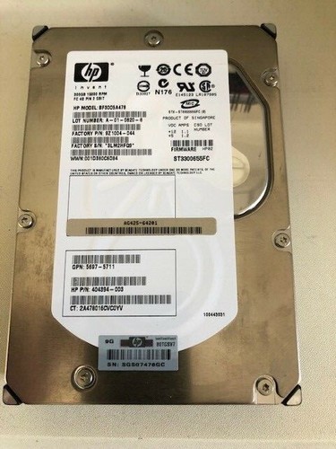 7 x Genuine HP 300Gb HDD FC 3.5" 15k 15000 RPM LFF Hard Drive HP PN ...