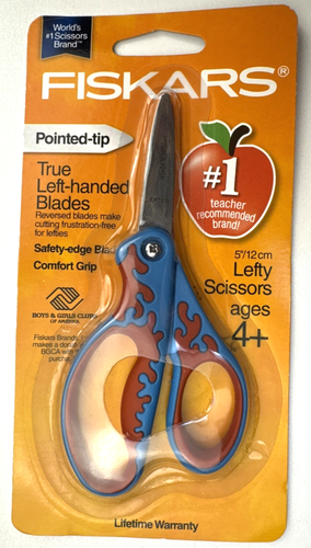 Fiskars Lefty Kids Scissors Pointed Tip 5" True Left-Handed Safety ...