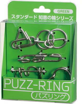 Hanayama PUZZ-RING Wire puzzles Ring set "Green" Disentanglement puzzle ...