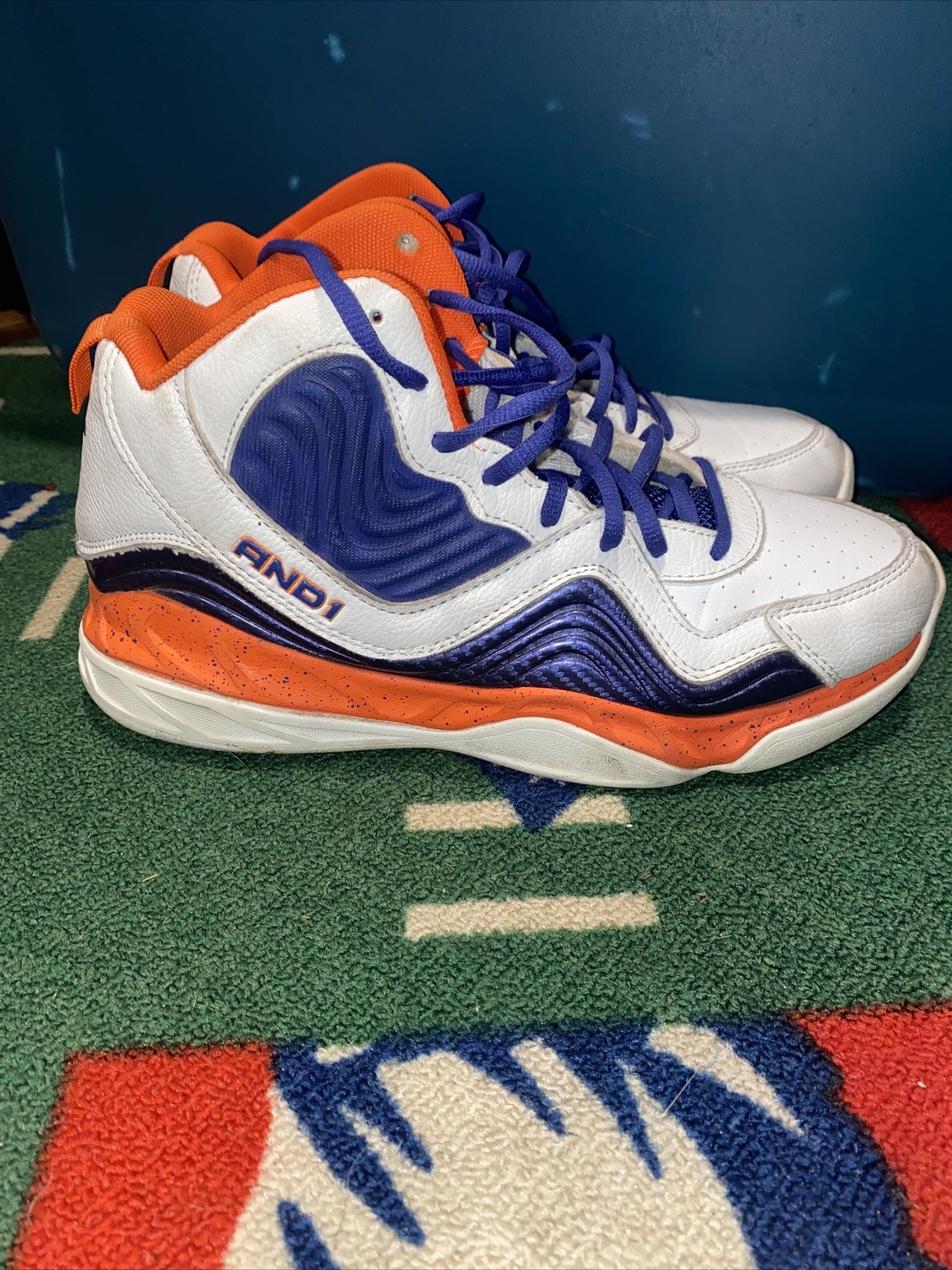 And1 Maverick Basketball Shoe White Blue Orange Men's… - Gem