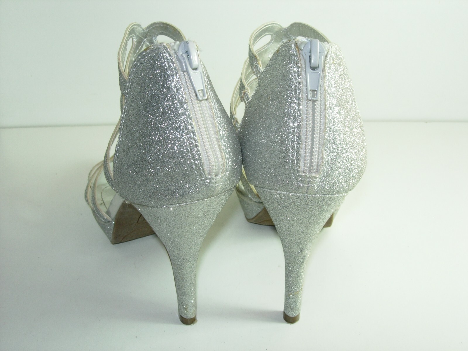 WOMENS SILVER SPARKLE SANDALS PUMPS STILETTO EVENING … - Gem