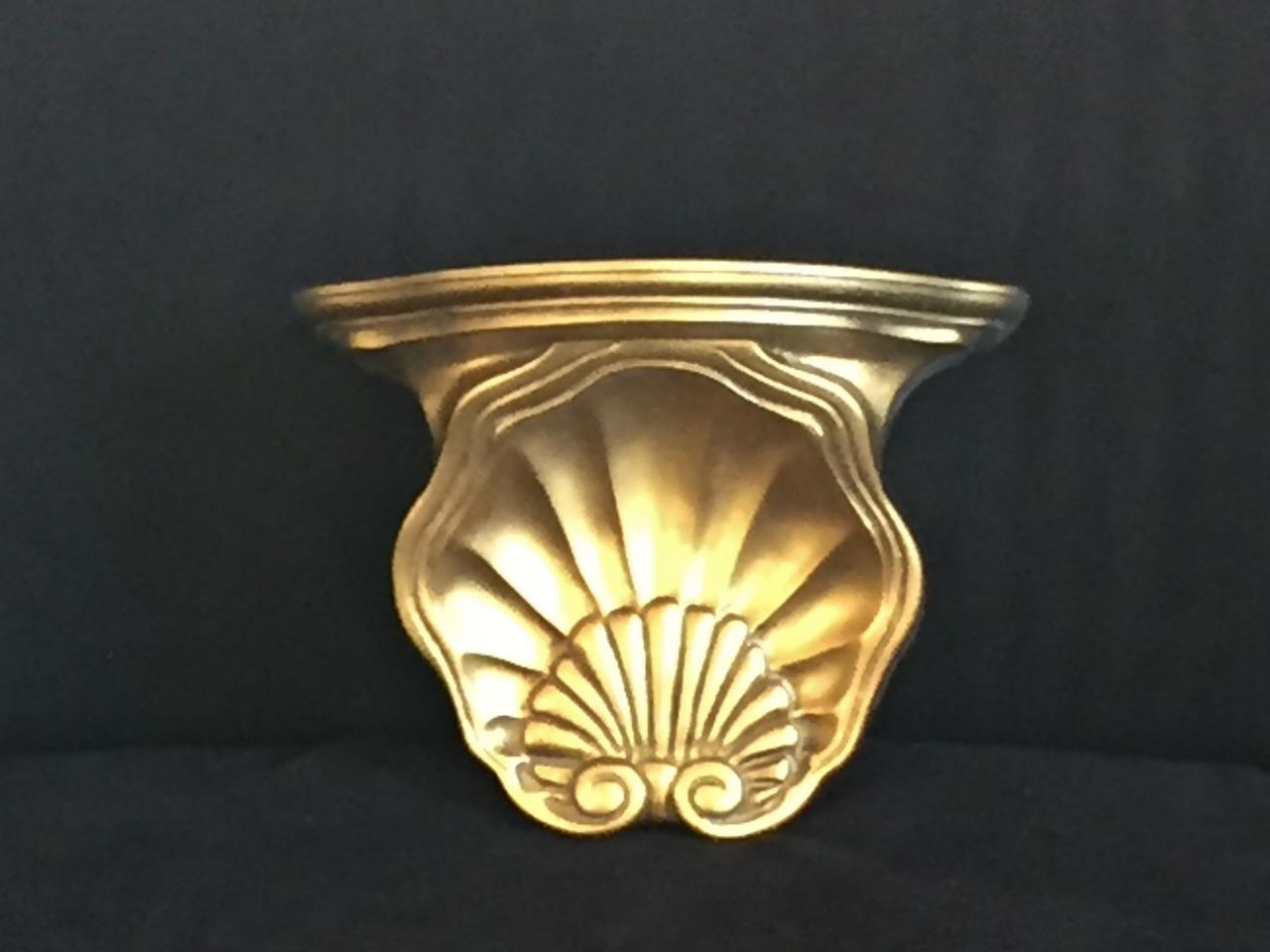Hickory Manor House Gold Shell Clam Bracket Wall Shelf Hollywood ...