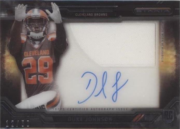 2015 Topps Strata - Clear Cut Autograph Patch Rookies Duke Johnson # ...