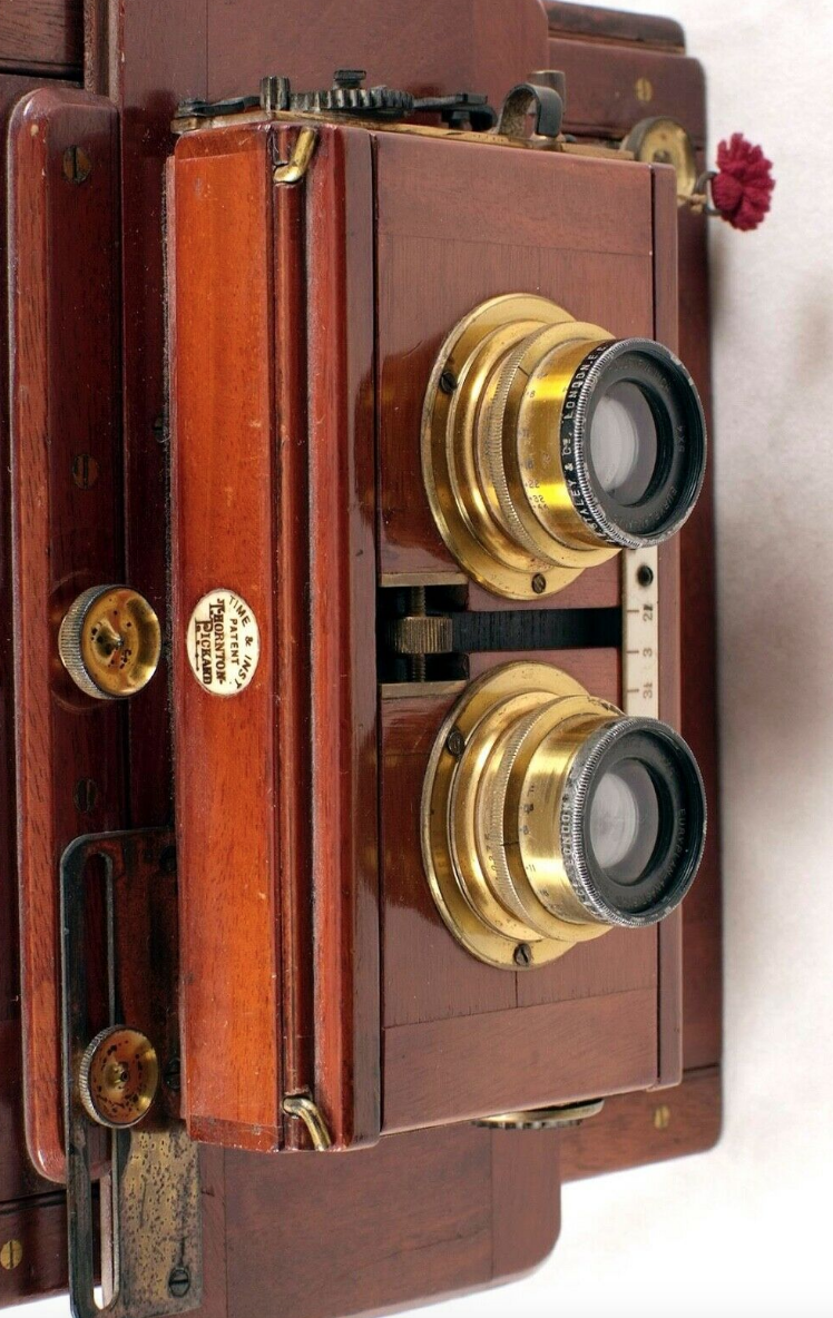 Antique Stereo Camera! Rare Sands Hunter Half Plate STEREO Tailboard ...