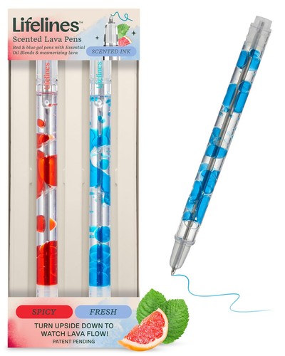 Scented Lava Gel Pen Set, 2-Pack (Blue & Red) - 0.7mm Colored Gel Pens ...