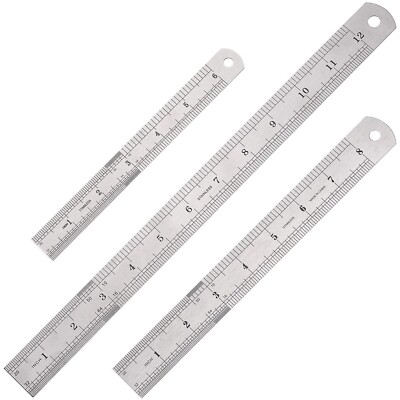 Ruler Set 6 8 12 Inch Metal Ruler With Inch Metric 3 Pcs Stainless ...
