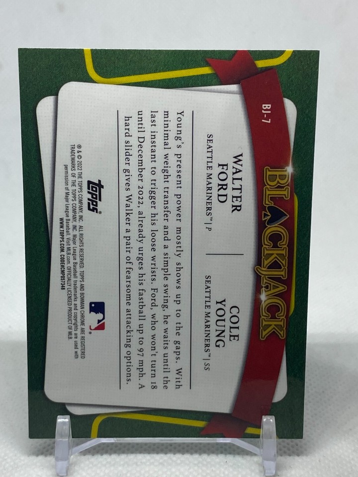 2022 Bowman Draft Baseball Walter Ford & Cole Young Chrome Blackjack ...