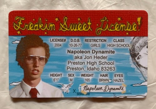 Freakin Sweet License Napoleon Dynamite Jon Heder Joke ID Card Drivers ...