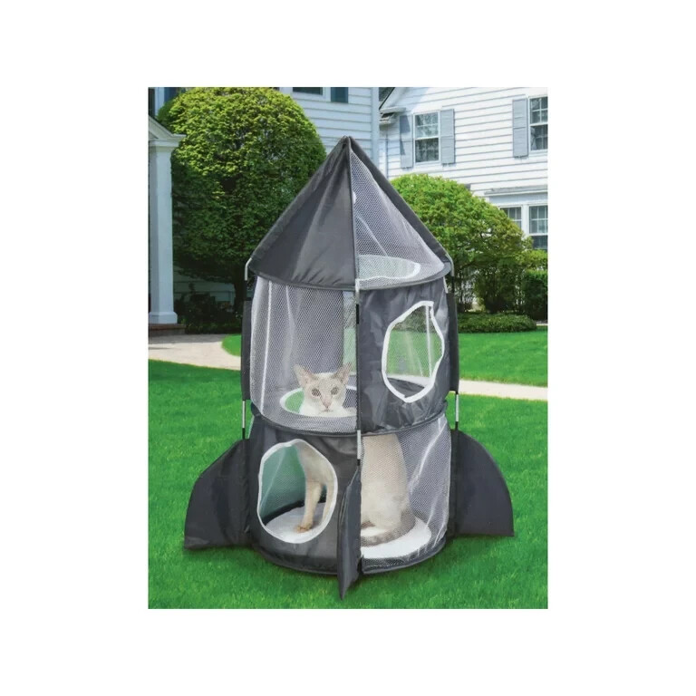 Rocket Ship Cat Condo - 3 Level Cat Bed, IndoorOutdoor Cat Enclosures ...