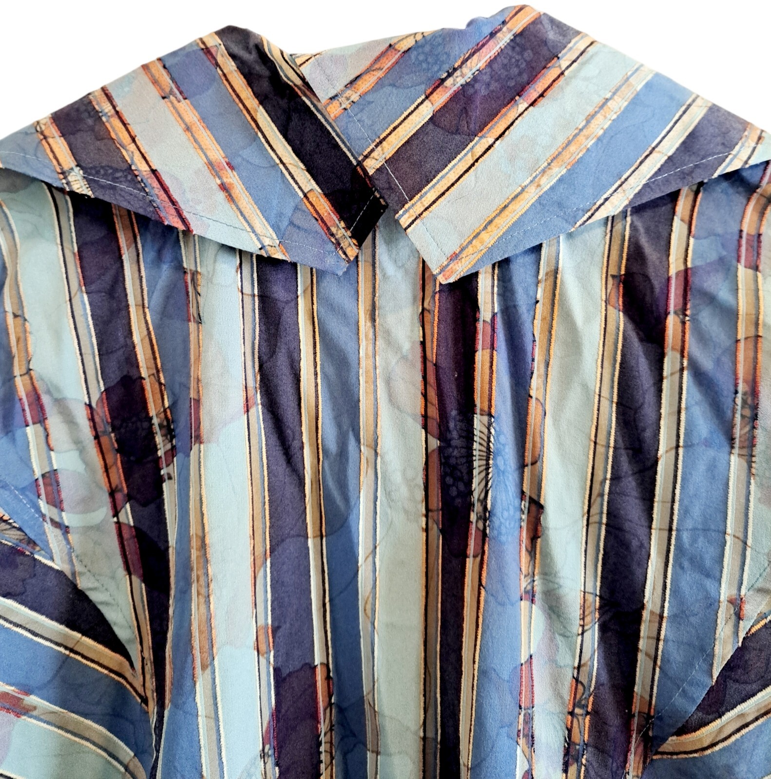 FARINAZ TAGHAVI Blouse 6 Button Up Striped Career Contemporary Staple ...