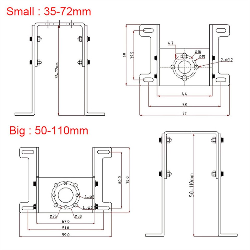 Adjustable Aluminum RC Motor Mount Bracket for Fixed Wing Drone DIY ...