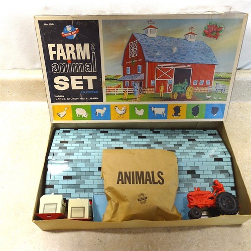 Vintage Ohio Art Farm Animal Set In Box, No. 196, Metal Barn, Tractor ...