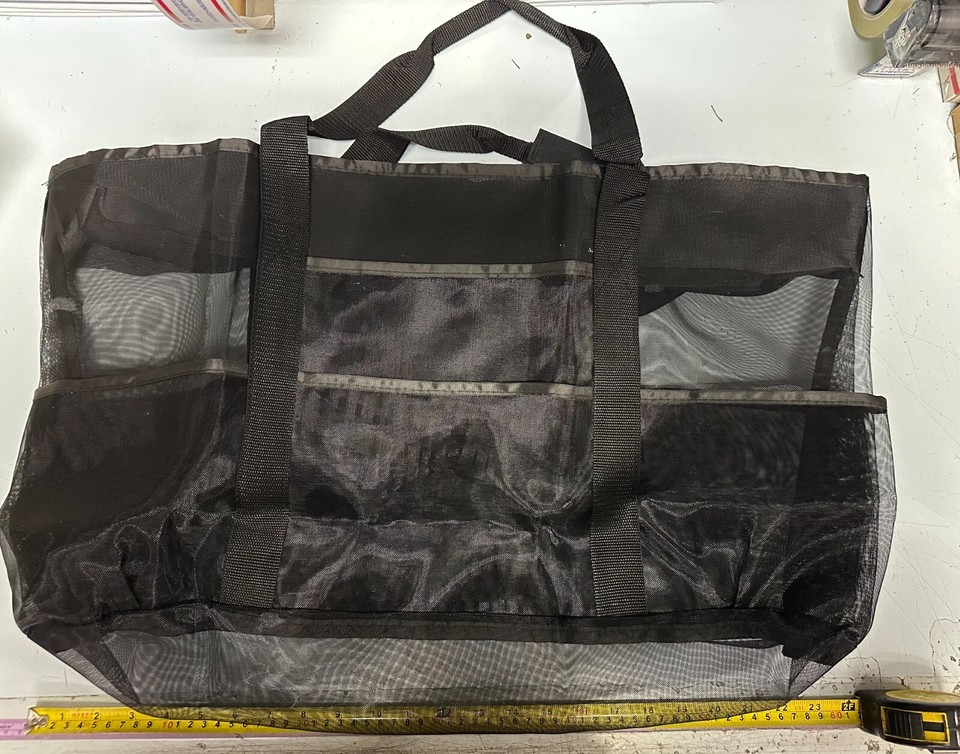 28"x15" Extra Large Summer Beach Mesh Bag Tote w/Zipper & 8 Pockets XL ...