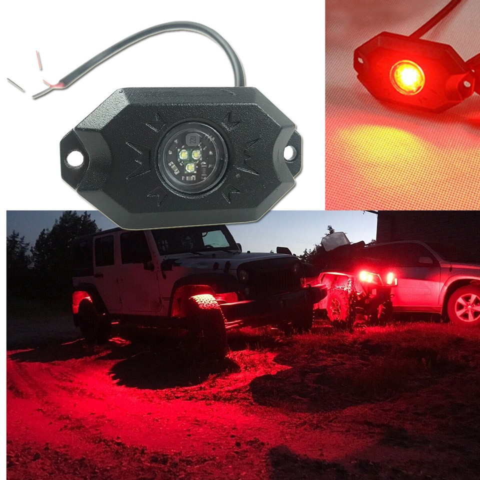Red 20 Pods Super Bright LED Rock Light Underglow For Truck SUV Offroad ...