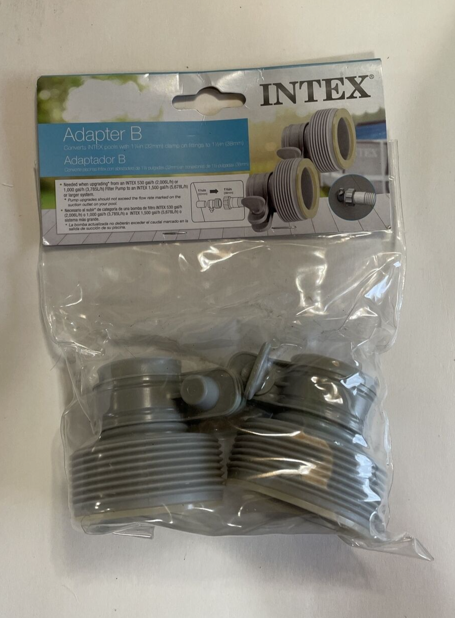 (2-Pk) Intex Pool Fittings Converter Accessory Clamp Adapters Type B ...