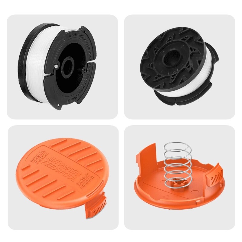Pack of 6 Grass Trimmer Spools with 1 Replacement Spool Cover and 1 ...