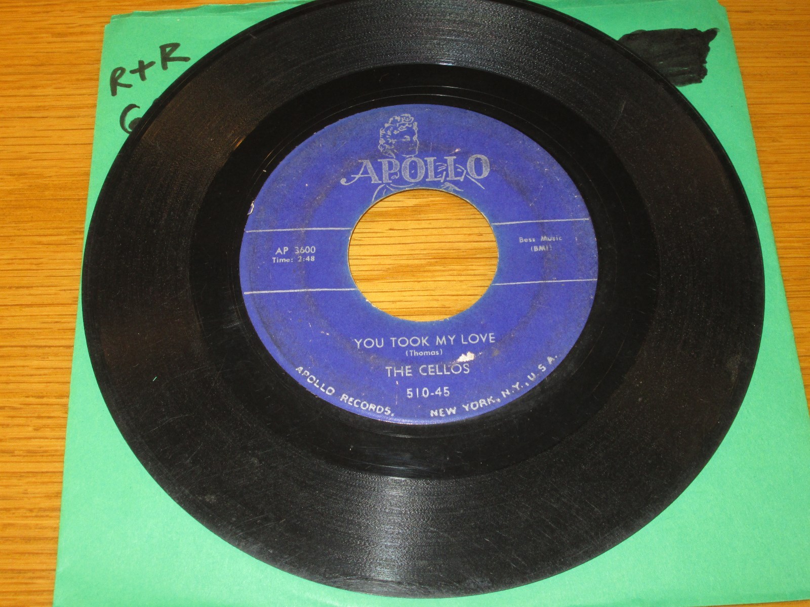 GROUP DOO-WOP 45 RPM - THE CELLOS - APOLLO 510 - "RANG TANG DING DONG ...