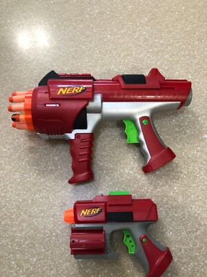 NERF Dart Tag Hyperfire Barrel Gun Blaster Red Rotating Shot and ...