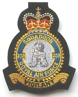 RAF No.208 Squadron Official Crest Royal Air Force Embroidered Patch | eBay