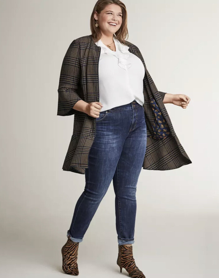 Cabi New NWT Flounce Jacket #3902 Tan Brown Navy Tartan Plaid Was $179 ...