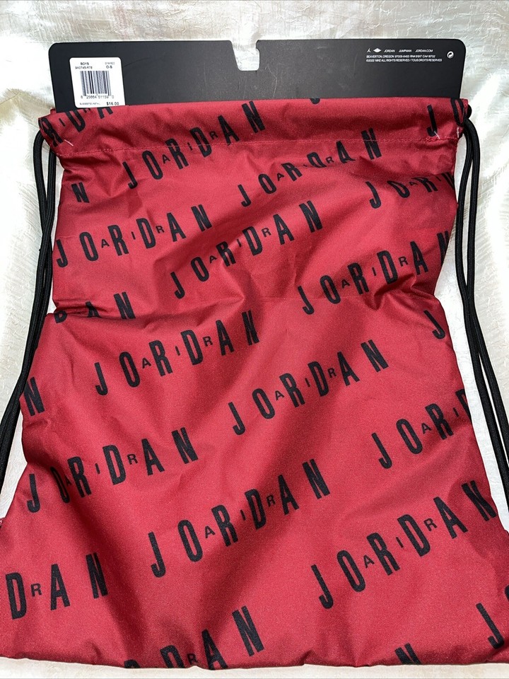 Nike Air Jordan Jumpman Drawstring Gym Red Black Bag Sack School Sports ...