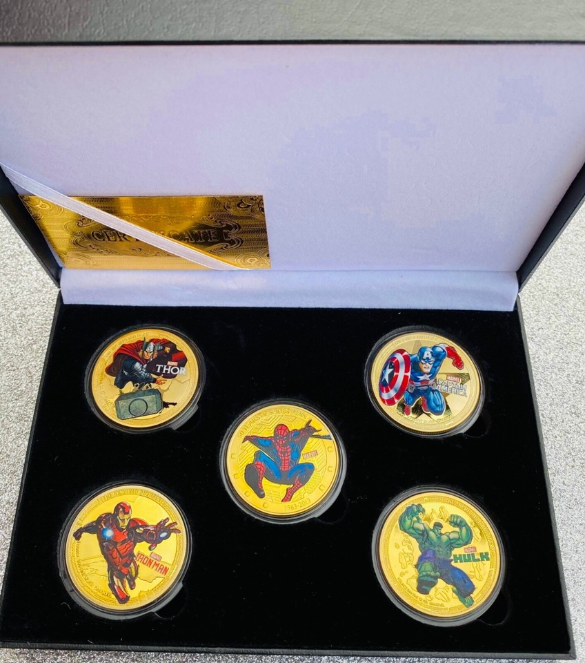 Marvel Avengers Gold Plated And Silver Coin Set Captain America ...