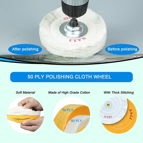 4 Pack Polishing Wheel for Bench Grinder - 6 Inch Buffing Wheel Set (2 ...