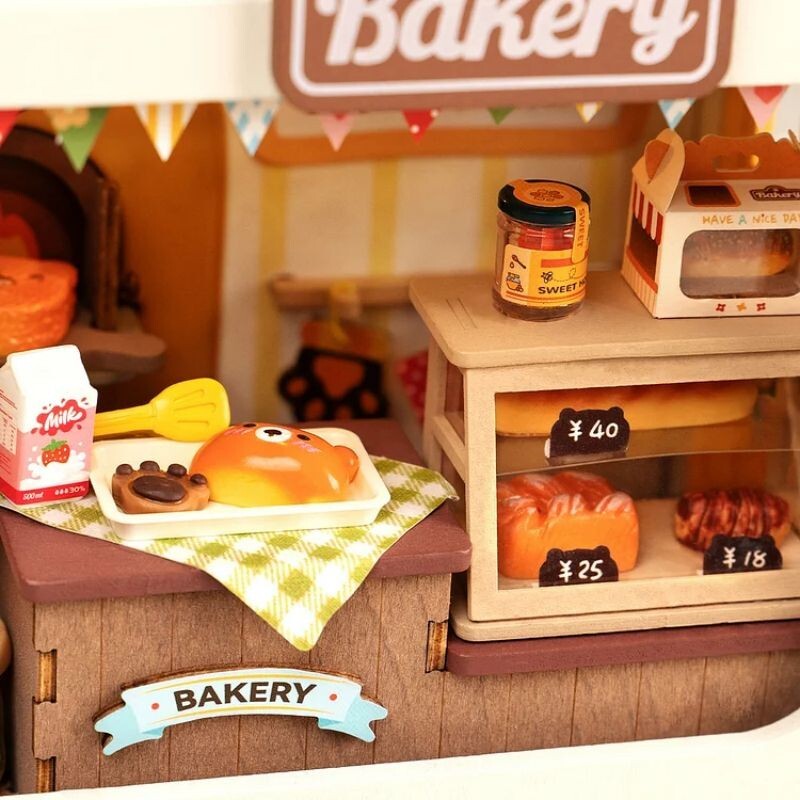 Rolife Cute Minature Dollhouse with LED DIY Bakery Box Building Kits ...