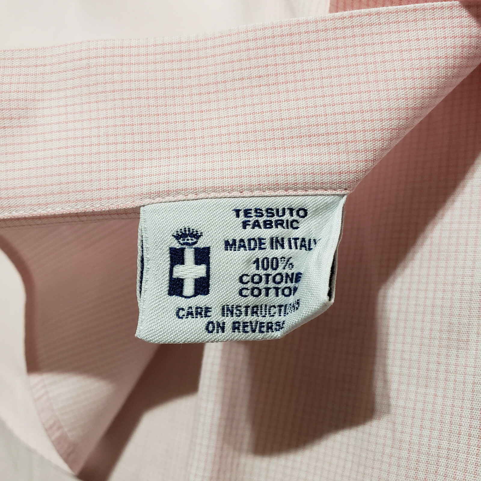 Truzzi Milano White w Pink Mini Check Grid Hand Sewn Dress Shirt 15 1/2 ...