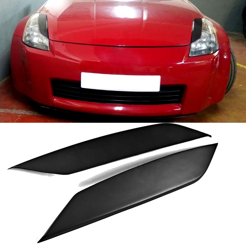 2PCS HeadLight Eyelid Eyebrows Black Fit for Nissan 350Z 2-Door 2003 ...