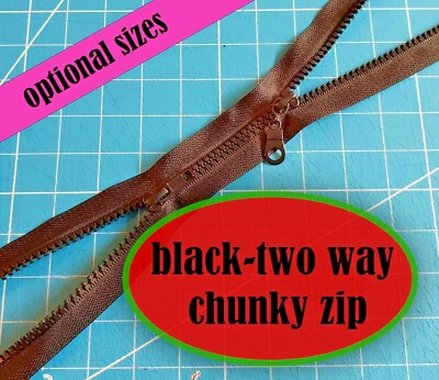 Black Chunky Zip Two Way Zip No5 Plastic Zipper Double Zip lengths 55 ...