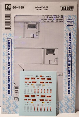 Microscale Decal N #60-4159 Yellow Freight Tractor / Trailer | eBay