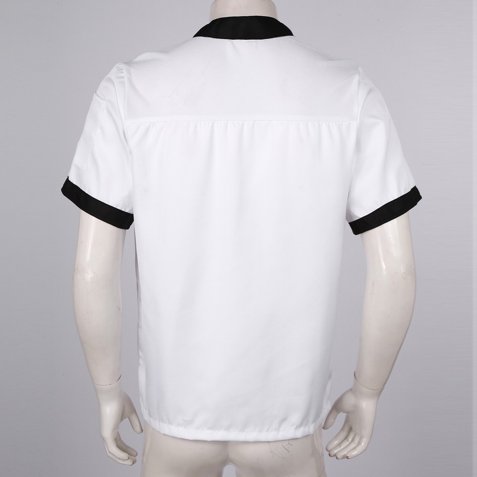 Men's Chef Coat Uniform Short Sleeve Cook Jacket Restaurant Kitchen ...