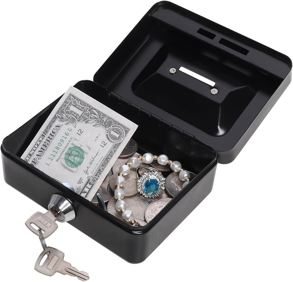 Small Cash Box with Lock and Slot, Lovndi Money Box for Cash, Piggy ...