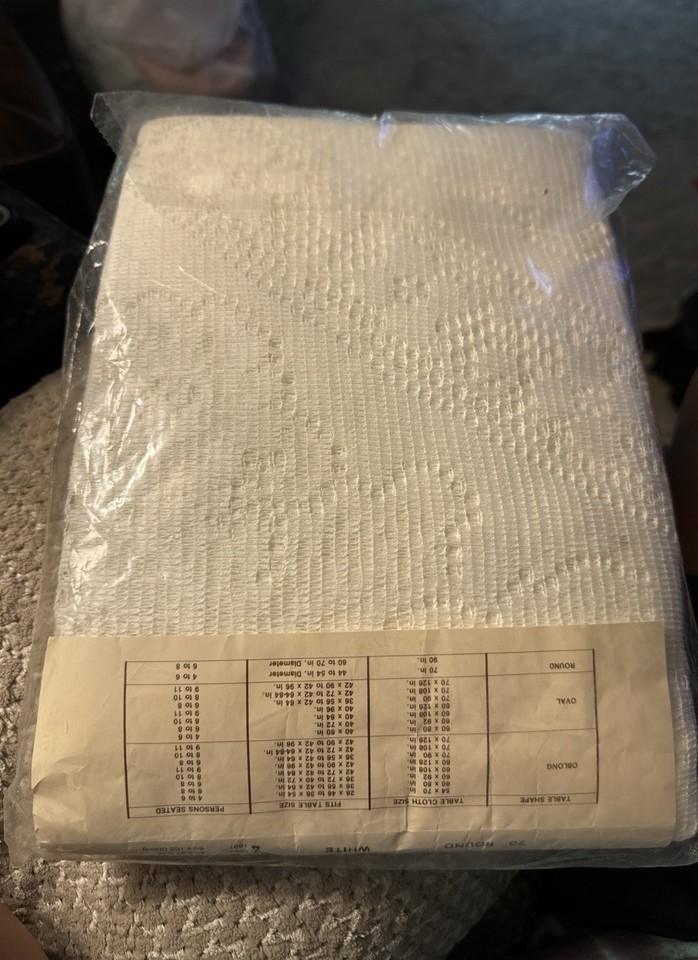Vintage Scranton Cotton White Nottingham Lace Tablecloth 70" Round New ...