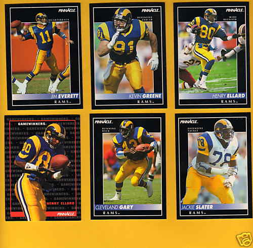 1992 Pinnacle Los Angeles Rams Set HENRY ELLARD JIM EVERETT JACKIE ...