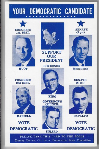 1962 Off Year Election John Kennedy Coattail New Hampshire Candidates ...