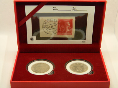 Rare German 5 Reichsmark Genuine SILVER Coin, Hitler Birthday Stamp In ...